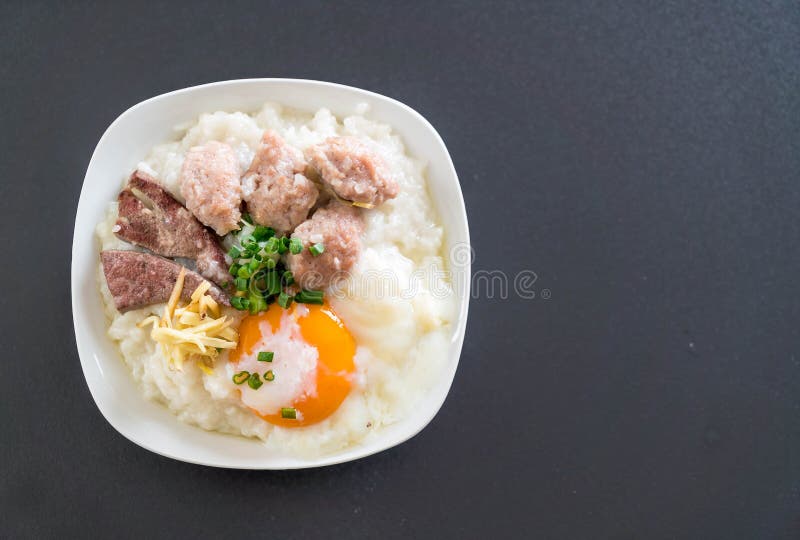 Rice Porridge with Pork and Egg Stock Photo - Image of lightweight ...