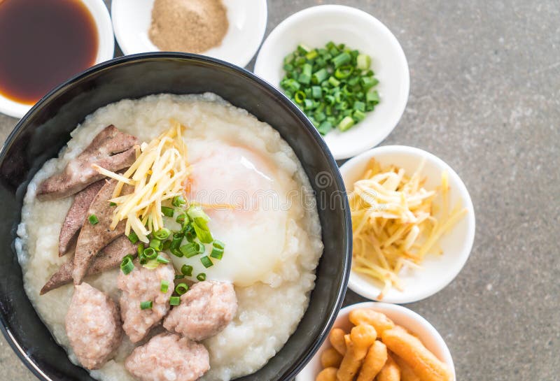 Rice Porridge with Pork and Egg Stock Image - Image of lightweight ...