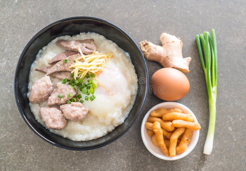 Rice Porridge with Pork and Egg Stock Photo - Image of pork, east: 99794670