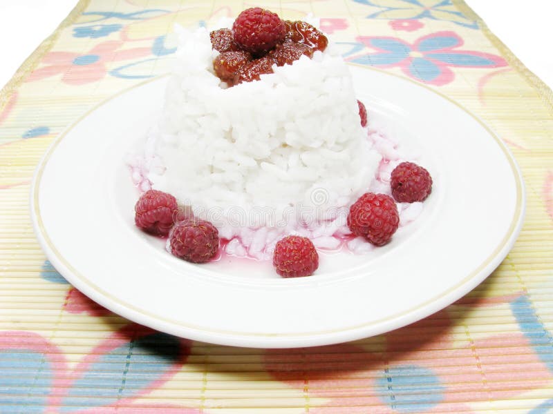 Rice Porridge with Raspberry Stock Image - Image of flowers, isolated ...