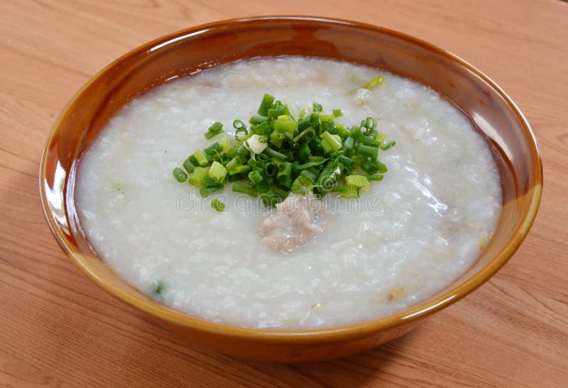 Rice Porridge Topping Slice Spring Onion Stock Photo - Image of healthy ...