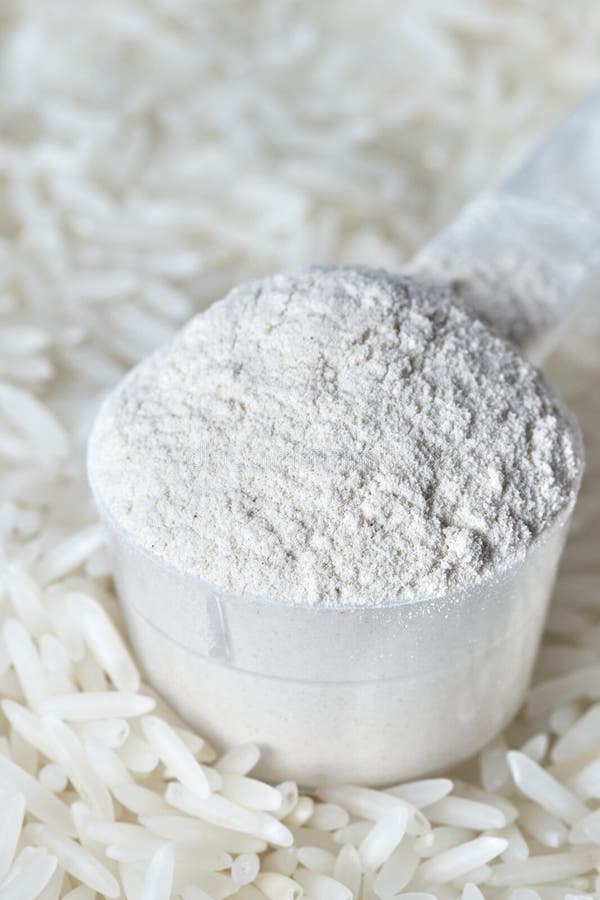 Rice Protein Powder in a Measuring Spoon Stock Image - Image of ...