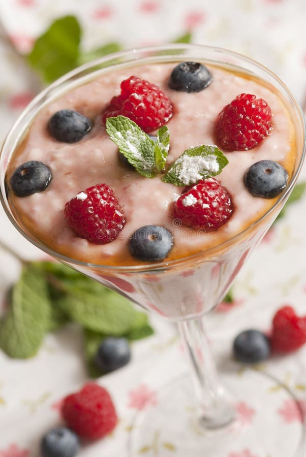 Rice pudding stock image. Image of fruit, berries, glass - 22465897