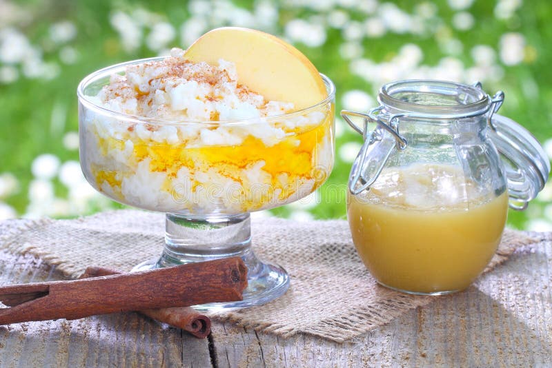 Rice Pudding and Applesauce Stock Photo - Image of nutrition, melted ...