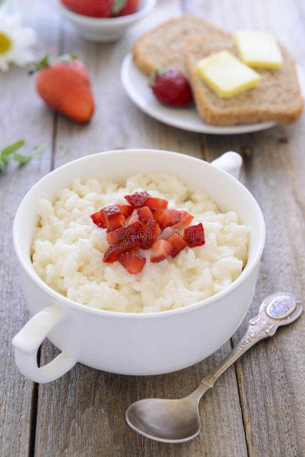 Rice Pudding with Fresh Strawberry Stock Photo - Image of fresh ...