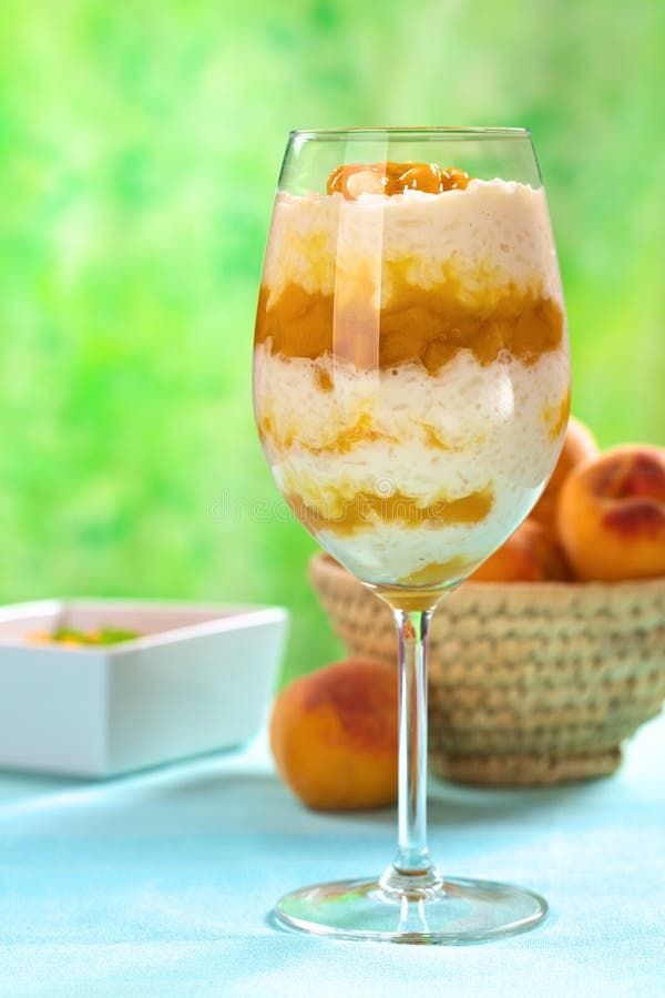Rice Pudding with Peach Compote Stock Image - Image of vegetarian ...