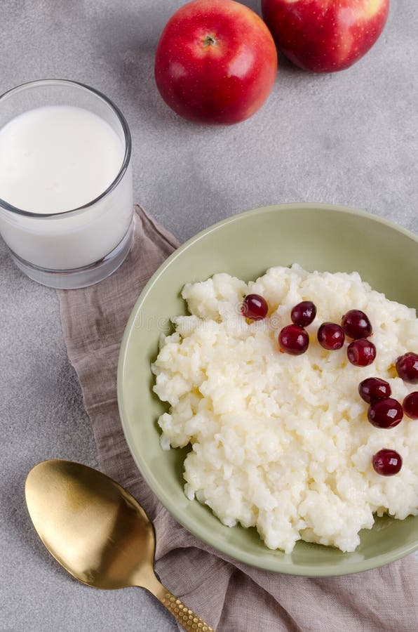 Rice Pudding with Red Berries Stock Image - Image of breakfast, light ...