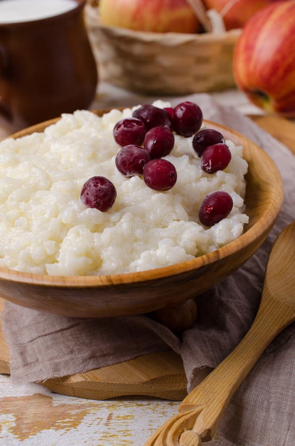 Rice Pudding with Red Berries Stock Image - Image of breakfast, light ...