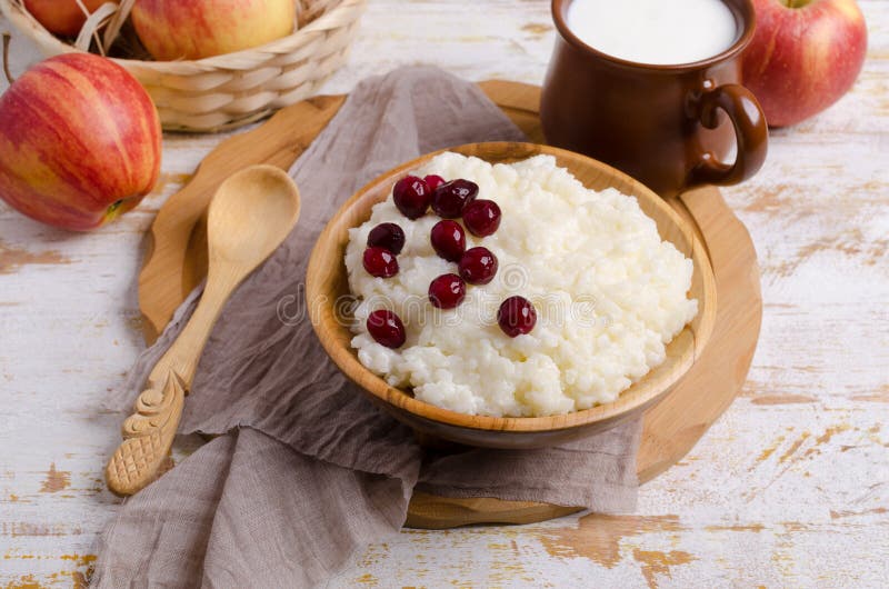 Rice Pudding with Red Berries Stock Photo - Image of meal, morning ...