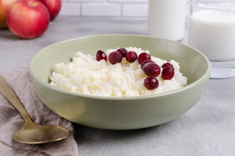 Rice Pudding with Red Berries Stock Image - Image of dish, cowberry ...