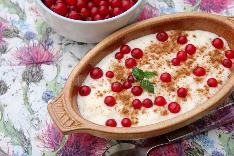 Rice pudding with berries stock image. Image of pudding - 112356131
