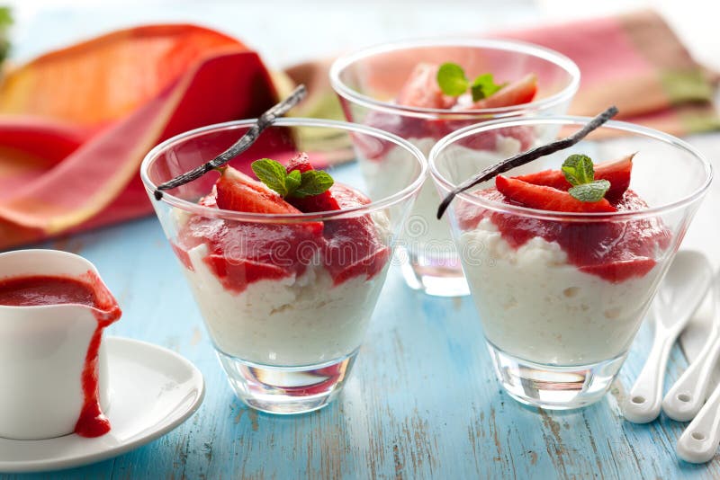 Rice Pudding with Strawberry Stock Image - Image of closeup, breakfast ...