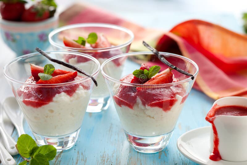 Rice Pudding with Strawberry Stock Image - Image of meal, food: 251789139