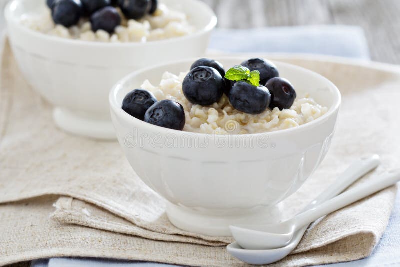 Rice Pudding with Syrup and Berries Stock Image - Image of maple ...