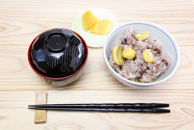 Rice with Red Beans and Chestnut Stock Photo - Image of studio, cooking ...