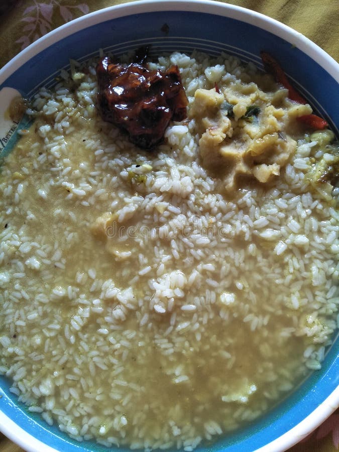 Rice, Rentil, Potato Smashed, Pickle = Delicious Launch Stock Image ...