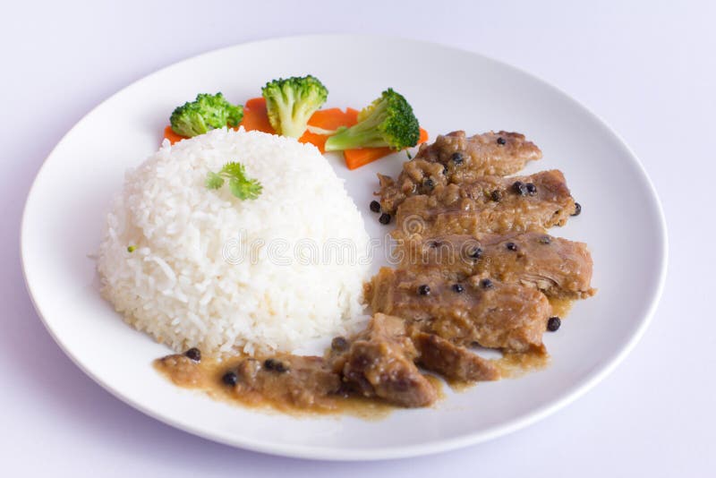 Rice with roast beef stock photo. Image of thai, aquatica - 27580244