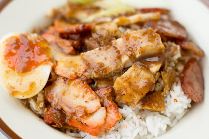 Rice with roasted pork stock image. Image of rice, preparation - 32467503