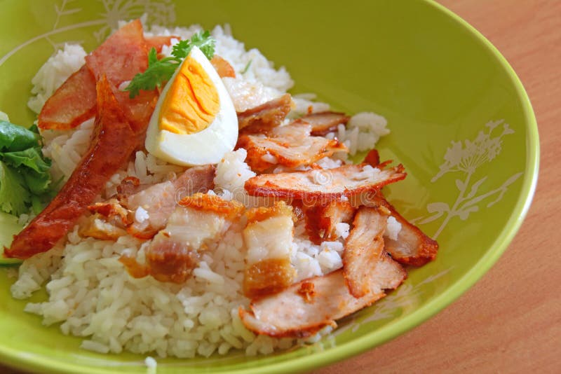 Rice with roasted pork stock image. Image of taste, cuisine - 35714155