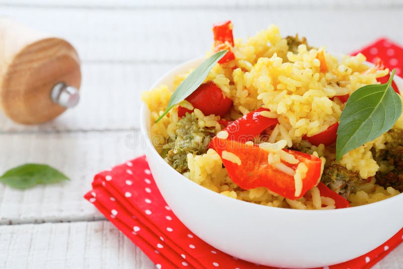 Rice with Roasted Red Pepper Stock Image - Image of cuisine, basmati ...