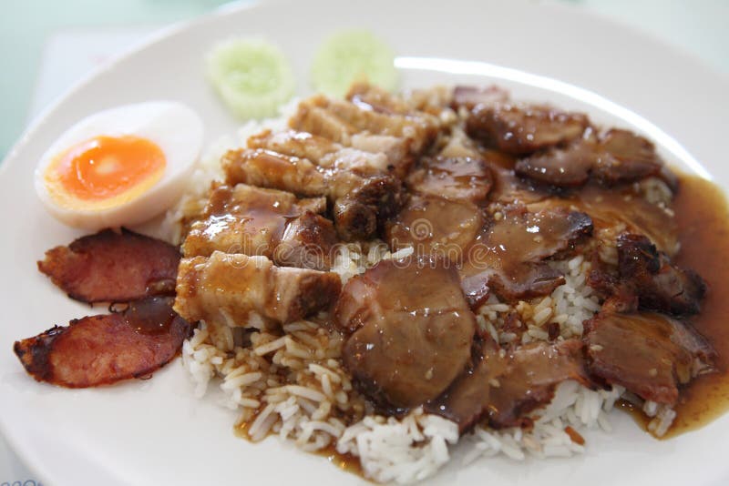 Rice roasted red pork stock image. Image of asia, gourmet - 141547467