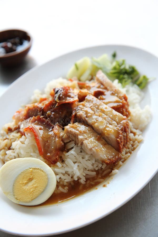 Rice roasted red pork stock image. Image of food, lunch - 50900205