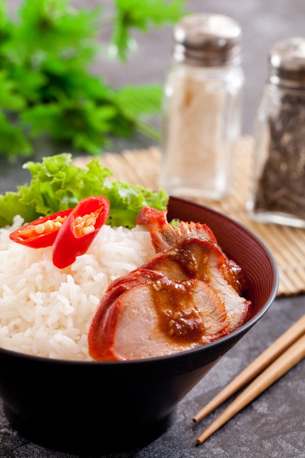 Khao Moo Daeng stock image. Image of roasted, gourmet - 102268103