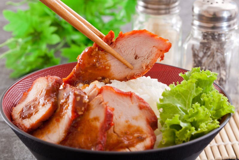 Khao Moo Daeng stock photo. Image of food, thai, meal - 102318628