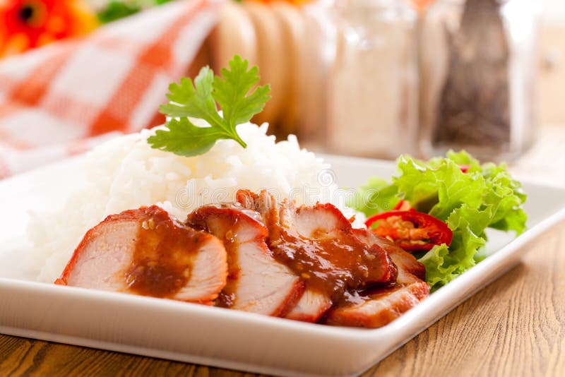 Khao Moo Daeng stock image. Image of tradition, cuisine - 102922267