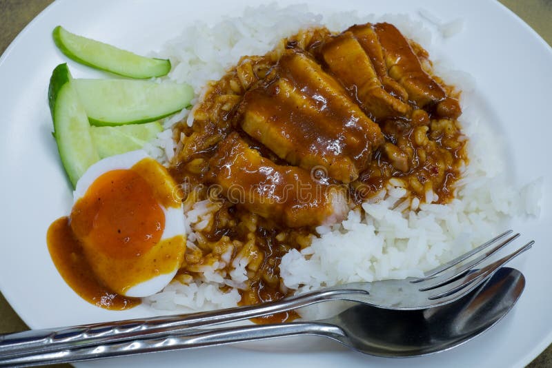 Rice roasted red pork stock image. Image of fresh, diet - 54592057