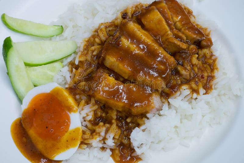 Rice roasted red pork stock image. Image of lunch, asian - 54592089