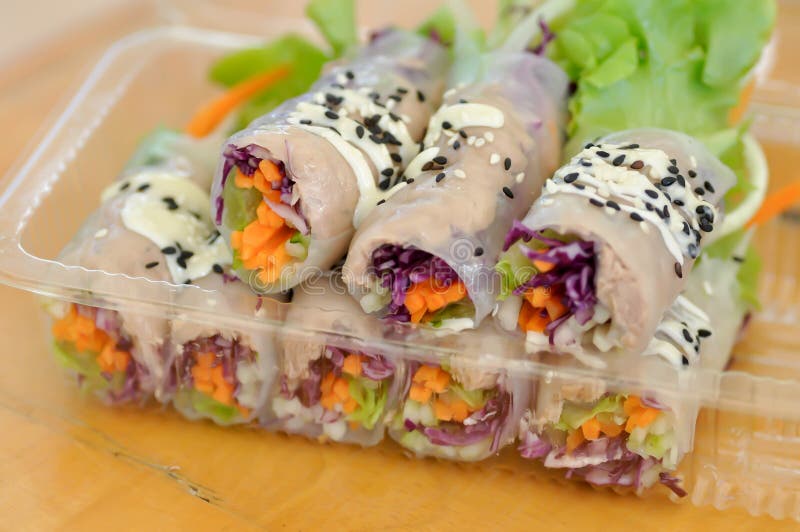 Rice roll, fresh roll stock photo. Image of packaging - 188054784