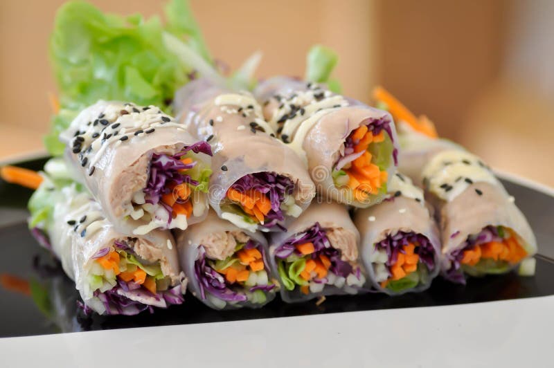 Rice roll, fresh roll stock image. Image of packaging - 188054789