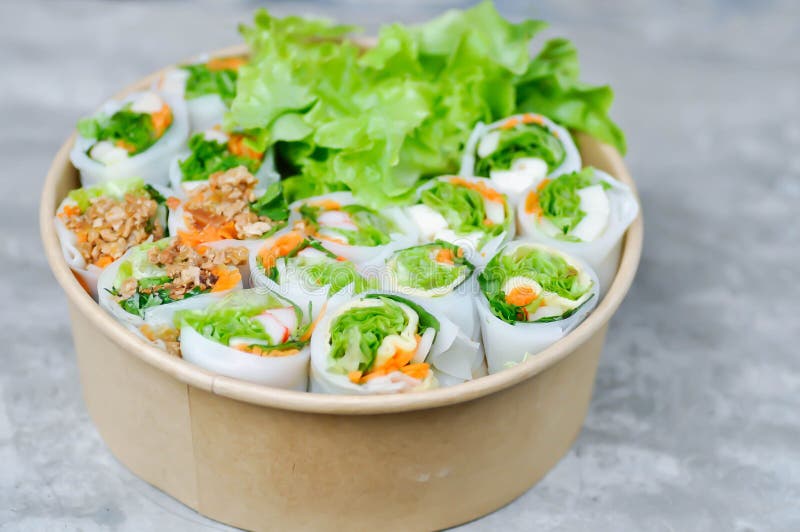 Rice Rolls, Fresh Rolls or Vegetable Rolls or Pork Rolls and Sausage ...