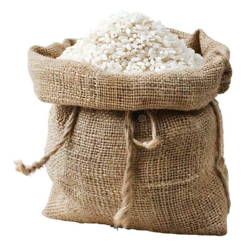 Rice in Sack Bag on Transparent Background Stock Illustration ...