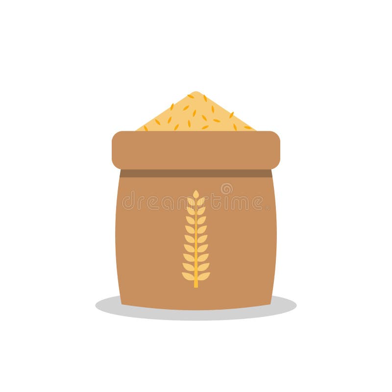 Rice Sack Icon in Flat Style Stock Vector - Illustration of clipart ...