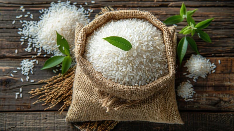 Rice Sack and Stalks stock image. Image of grains, paddy - 312136063