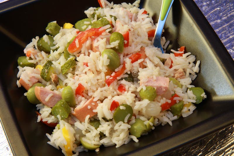 Rice Salad with Tuna Fish and Vegetables Stock Photo - Image of tuna ...