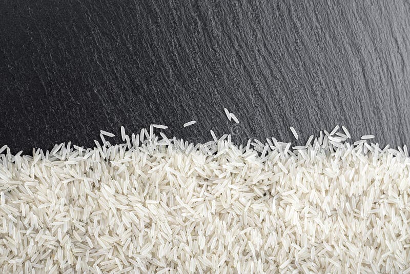 Rice Scattered on the Black Background Stock Image - Image of healthy ...