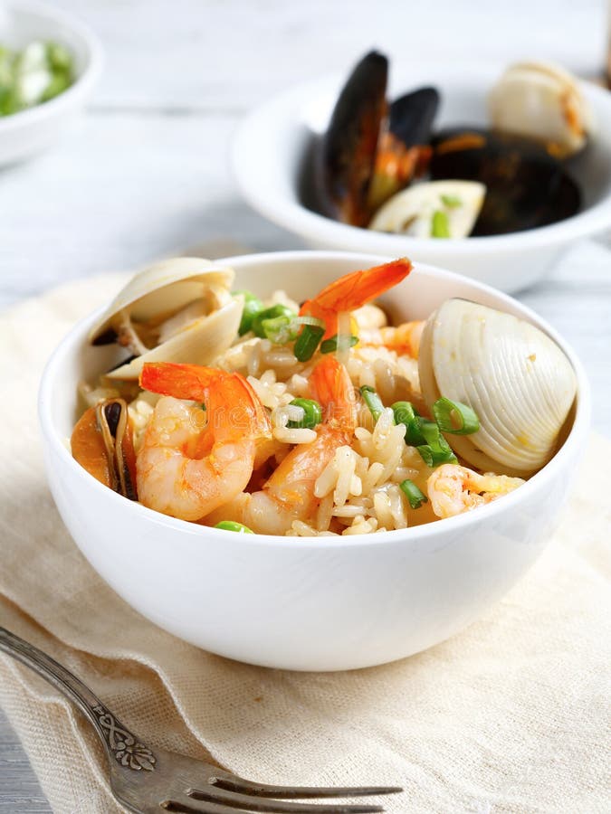 Rice with Seafood in a Bowl Stock Photo - Image of bowl, dish: 55224520