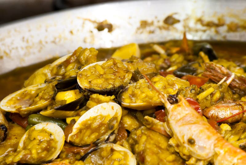 Rice with seafood cooking stock image. Image of clams - 56740465