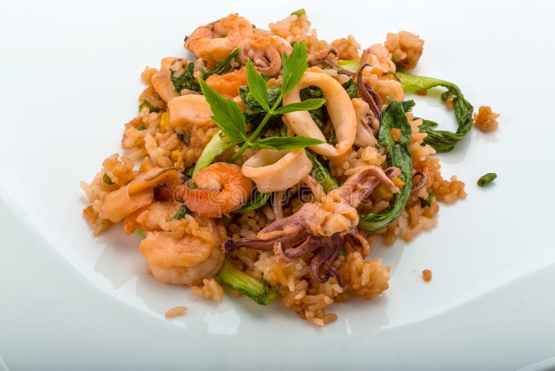 Rice with seafood stock photo. Image of dish, seafood - 45358506