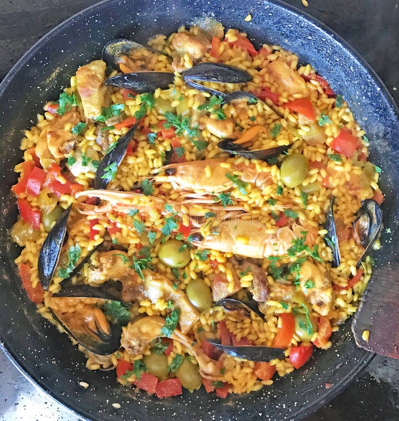 Rice and Seafood Paella Typical of Spain Stock Image - Image of rices ...