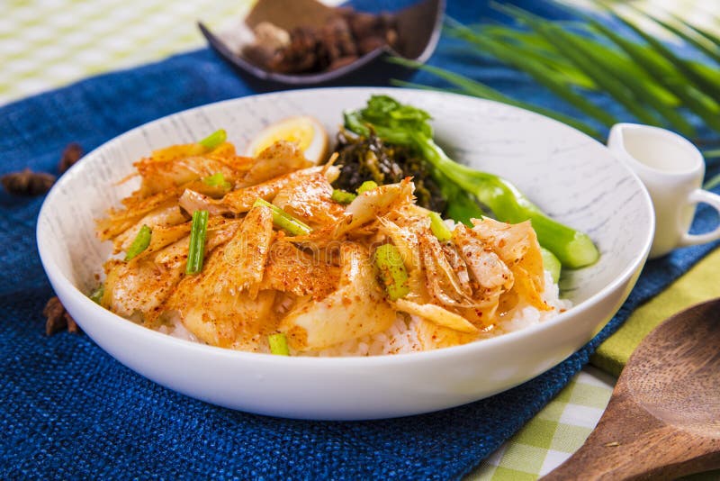 A Rice Set and a Drink on a Plate Stock Image - Image of delicious ...
