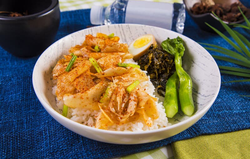 A Rice Set and a Drink on a Plate Stock Photo - Image of soup ...