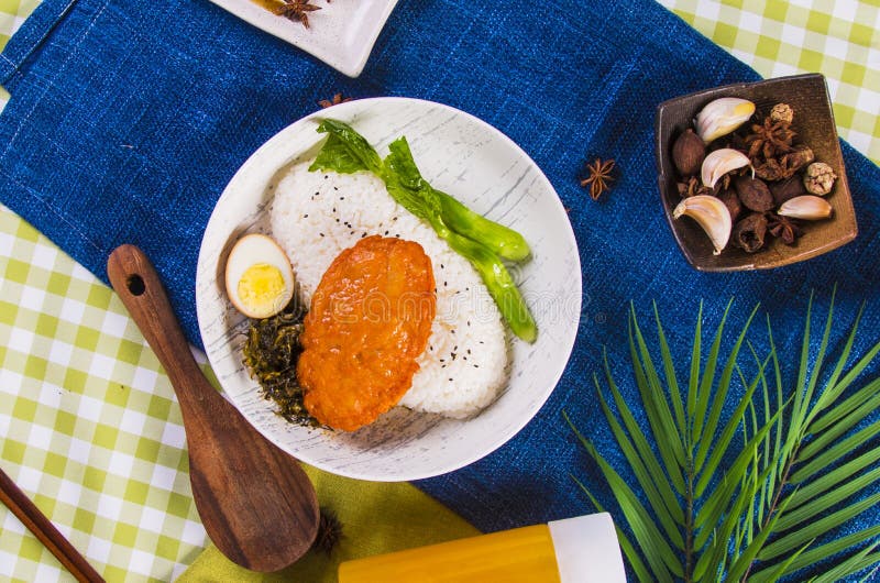 A Rice Set and a Drink on a Plate Stock Photo - Image of cuisine, baked ...