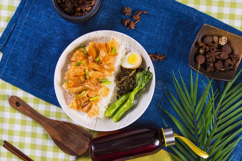 A Rice Set and a Drink on a Plate Stock Photo - Image of eating ...