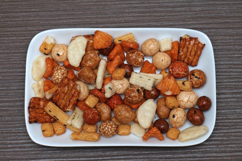 Rice snacks plate stock image. Image of plate, food, cracker - 67262937
