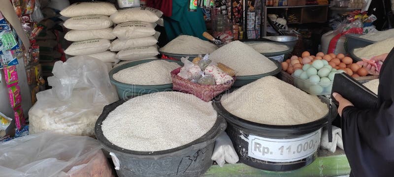 Rice sold in the market editorial stock image. Image of percussion ...