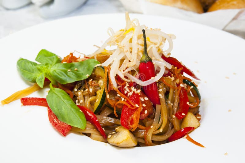 Rice Spaghetti with Vegetables Stock Image - Image of asian, vietnamese ...